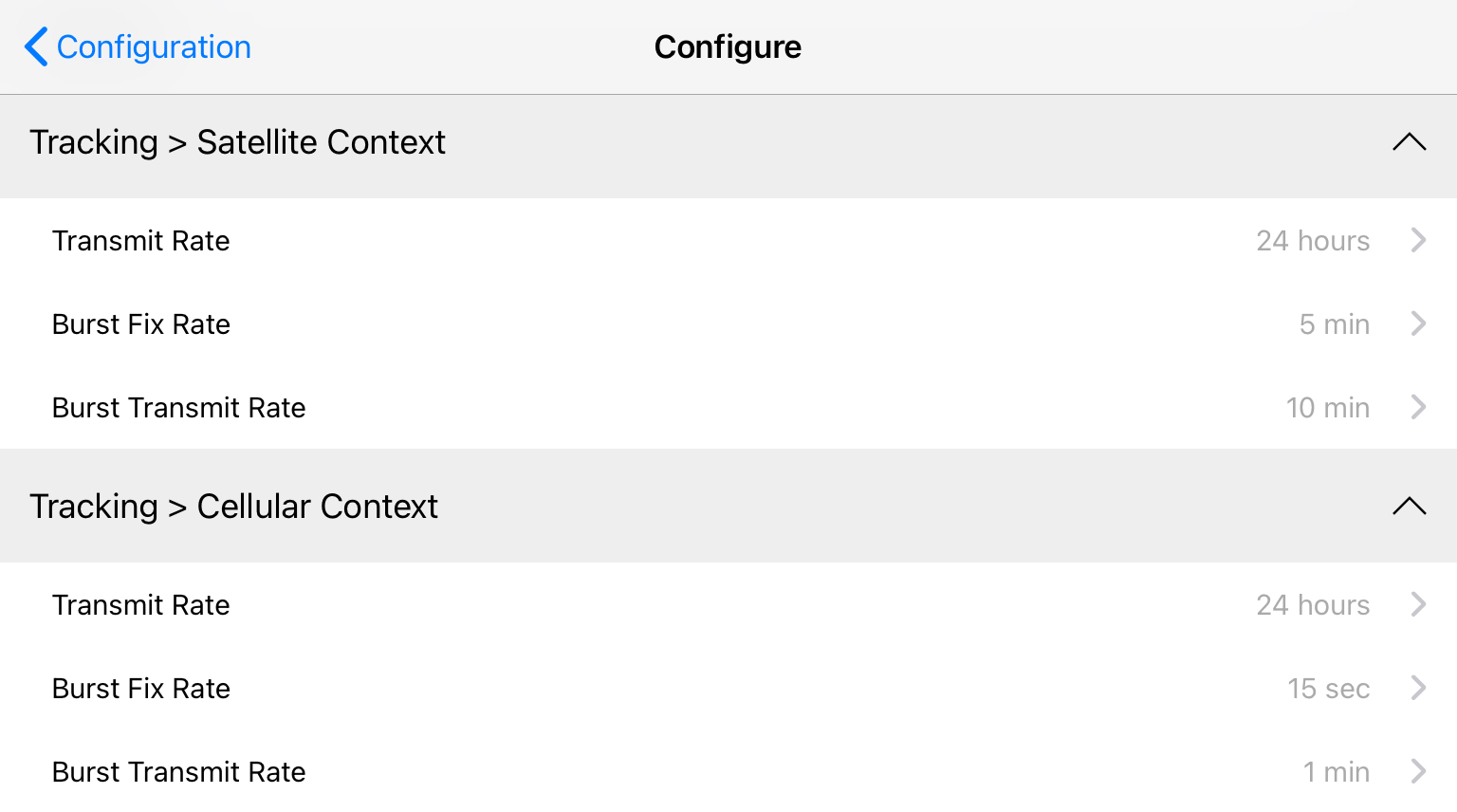 How to change tracking rates on TP Connect